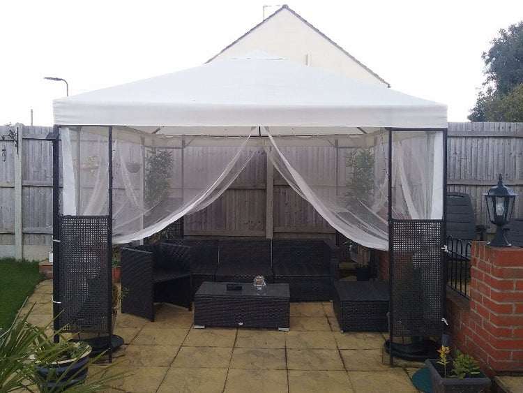 Side Panel Set for 2.5m or 3m Patio Gazebo - Set of 4 - Mosquito Net ...